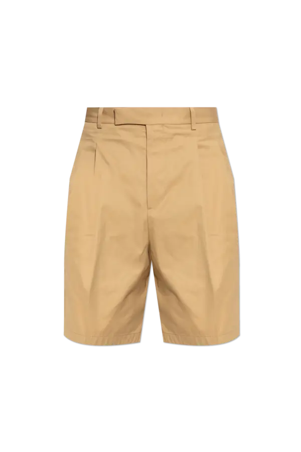 JIL SANDER Cotton Pleated Shorts - Beige