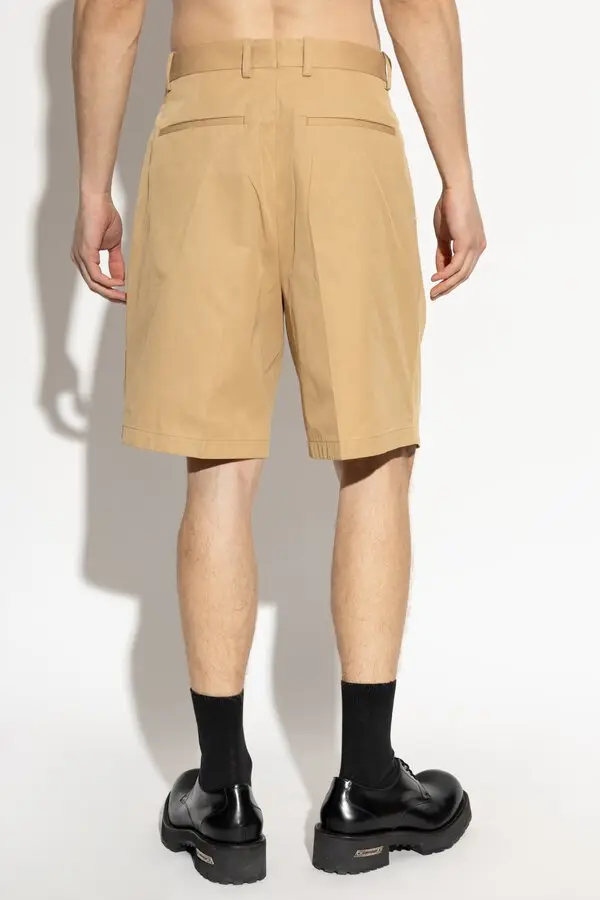 JIL SANDER Cotton Pleated Shorts - Beige