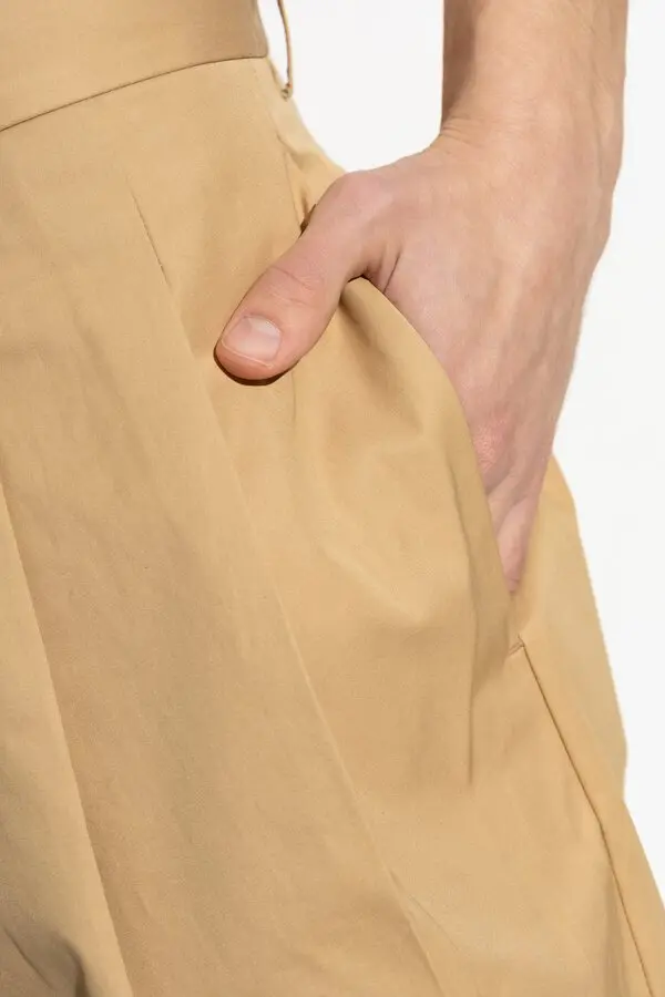JIL SANDER Cotton Pleated Shorts - Beige
