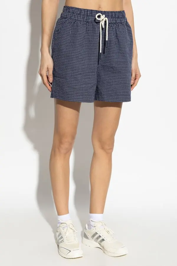 RETHINKIT STUDIOS Plaid Pattern Thigh Length Shorts - Navy Blue