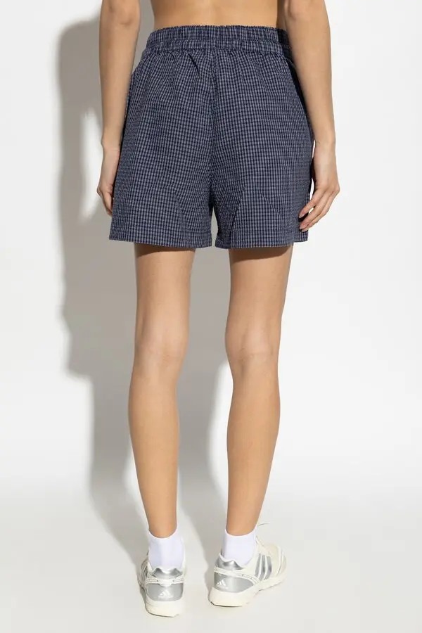 RETHINKIT STUDIOS Plaid Pattern Thigh Length Shorts - Navy Blue
