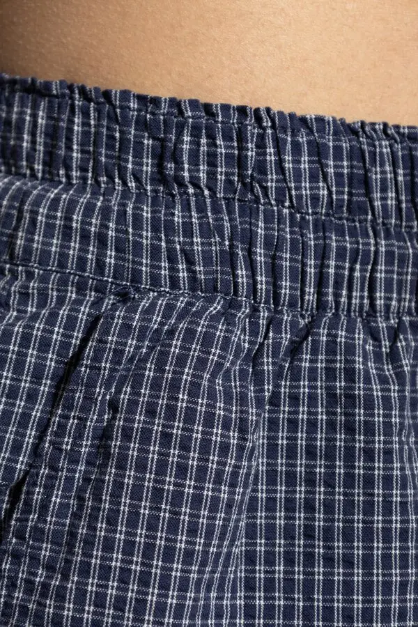 RETHINKIT STUDIOS Plaid Pattern Thigh Length Shorts - Navy Blue
