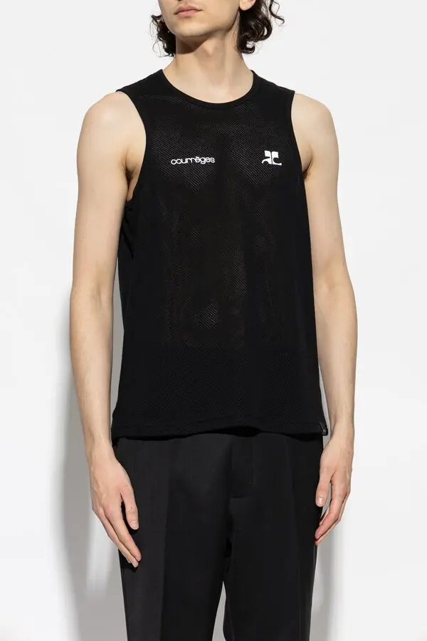 COURREGES Sleeveless Perforated Top - Black