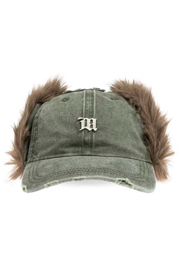 MISBHV Baseball Cap With Fur Detail - Green
