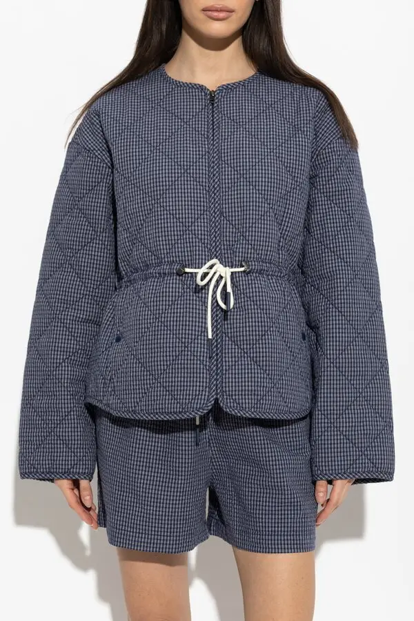 RETHINKIT STUDIOS Check Pattern Quilted Jacket - Navy Blue