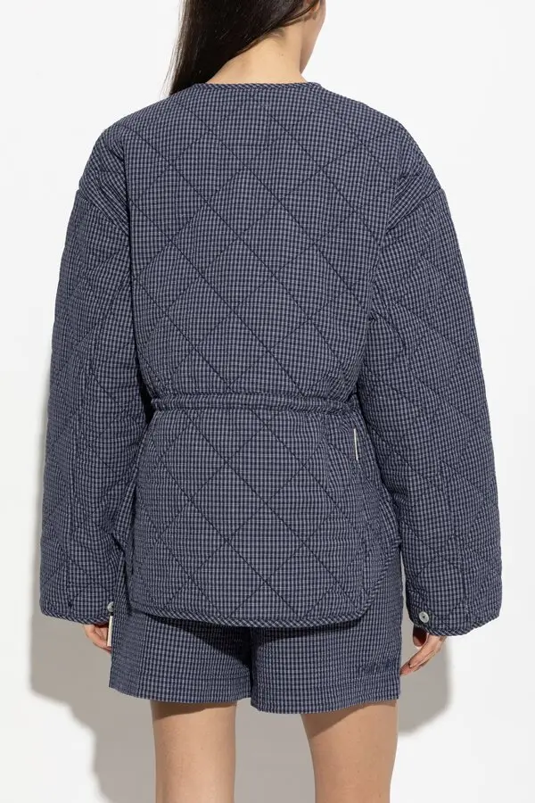 RETHINKIT STUDIOS Check Pattern Quilted Jacket - Navy Blue