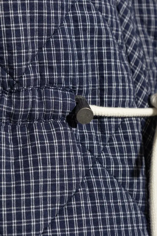 RETHINKIT STUDIOS Check Pattern Quilted Jacket - Navy Blue