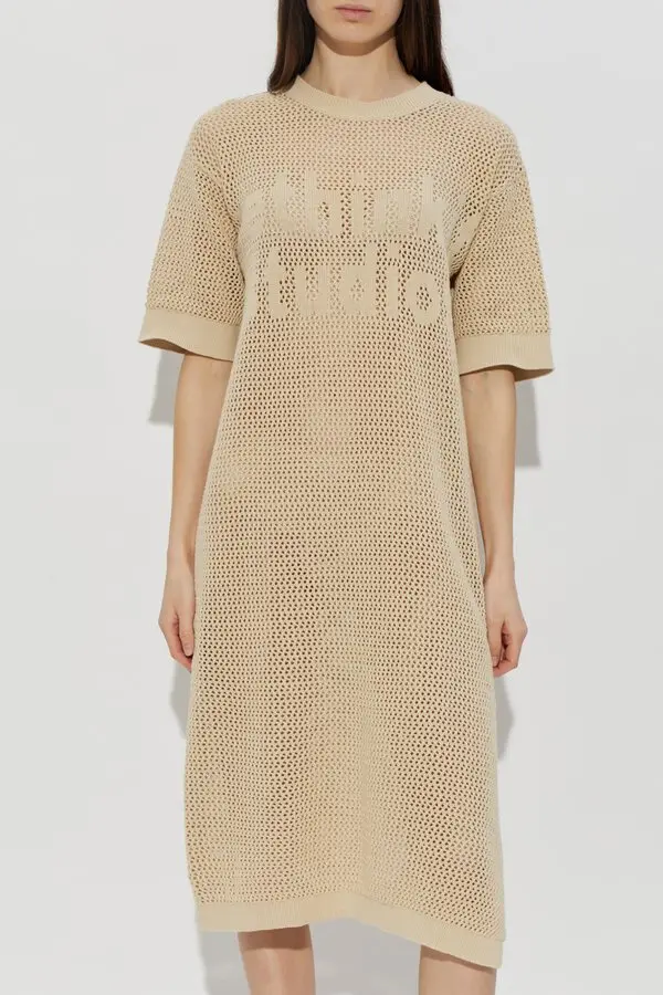 RETHINKIT STUDIOS Cotton Knit Midi Dress - Beige