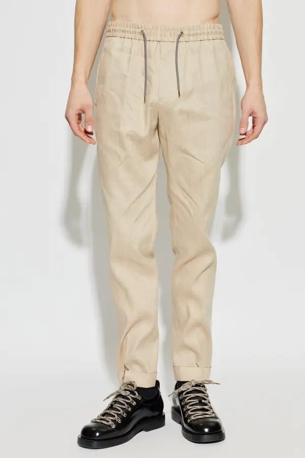 Paul Smith Tapered Turn-up Trousers - Beige