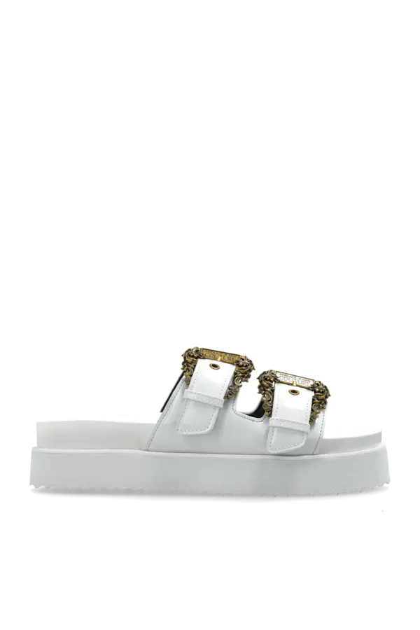 Versace Platform Slides - White