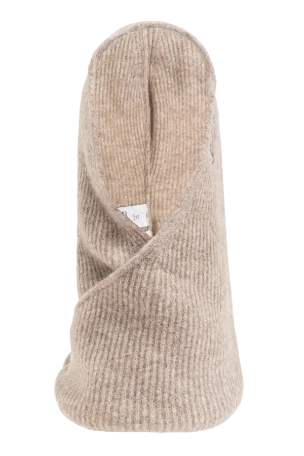 GANNI Wool Hood With Ties - Beige