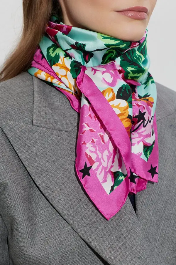 Kenzo Silk Scarf With Floral Motif
