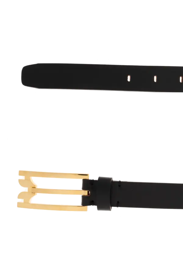 Victoria Beckham Leather Belt With Gold Tone Buckle - Black