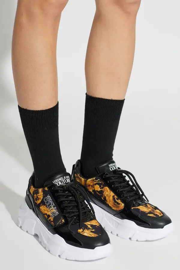 Versace Barocco Pattern Sneakers - Black