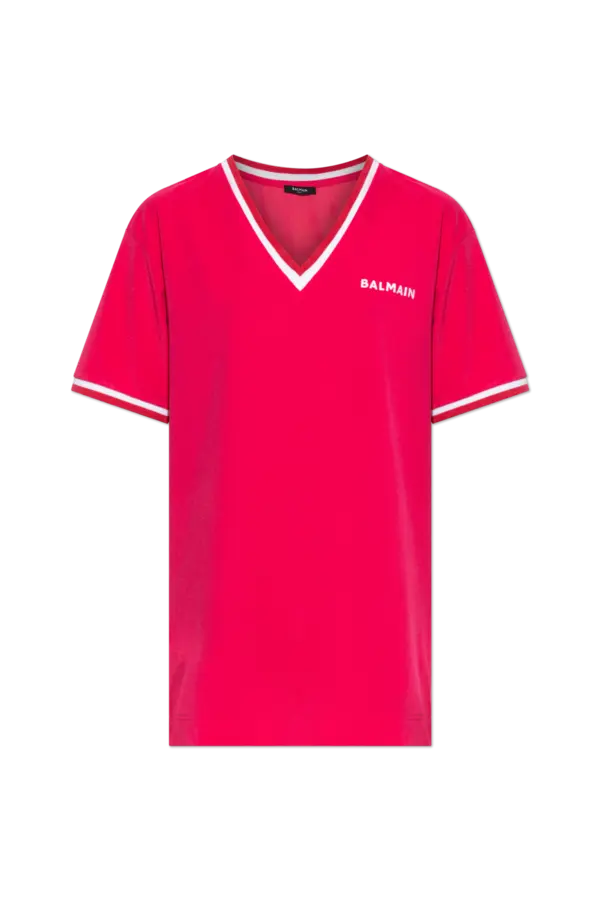 Balmain Beach Dress With Embroidered Logo - Pink