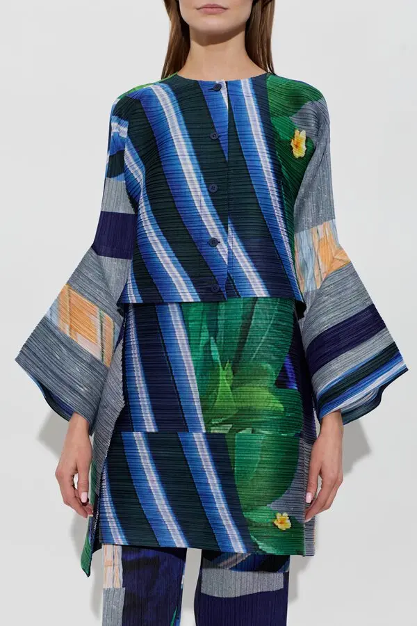 Issey Miyake Pleated Cardigan - Multicolour