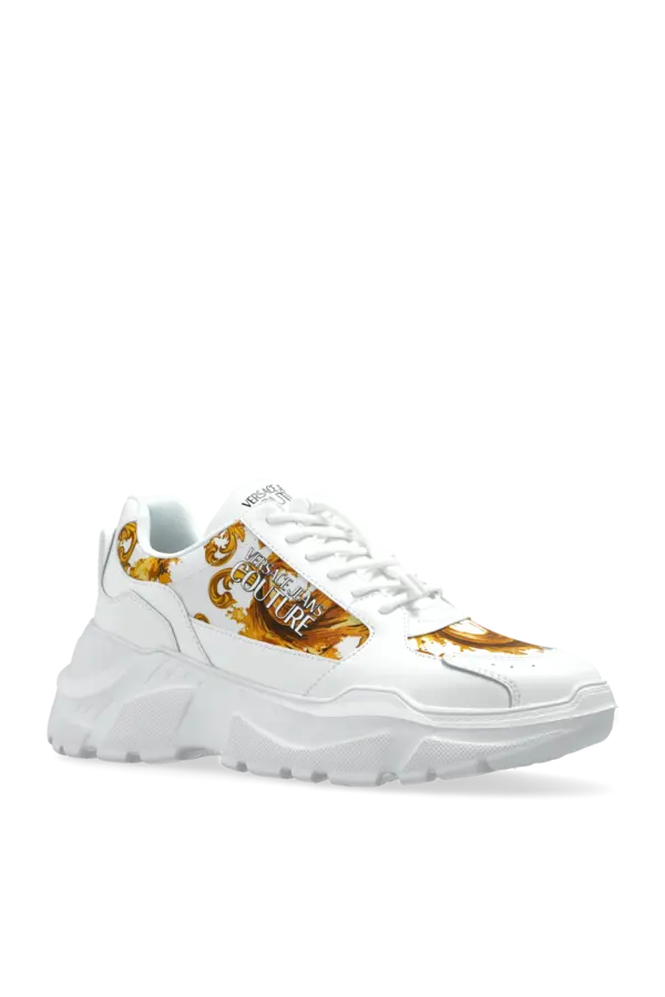 Versace Barocco Pattern Sports Shoes - White