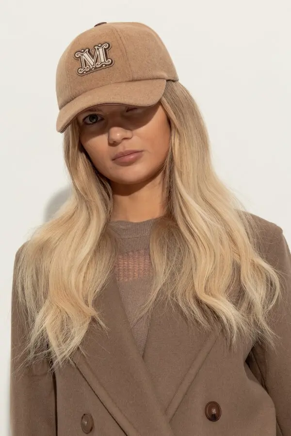 Max Mara Baseball Cap With Logo Applique - Beige