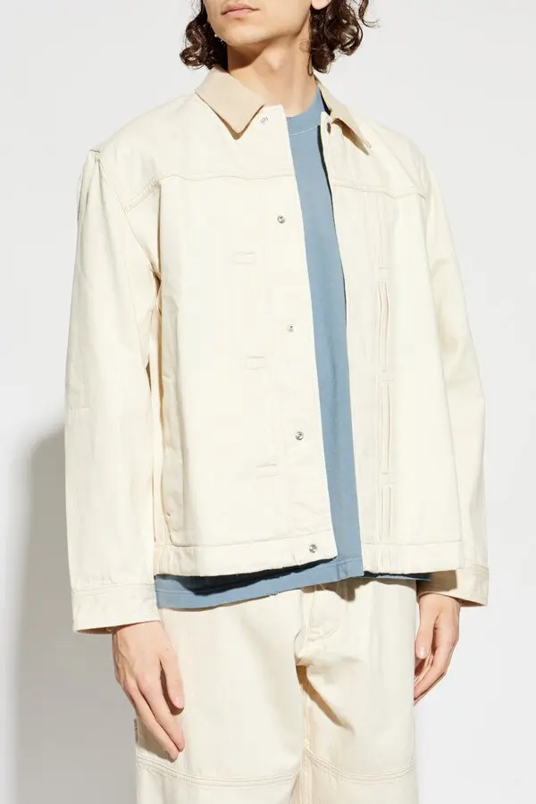 Rag & Bone Denim Trucker Jacket With Logo Appliqu - Cream