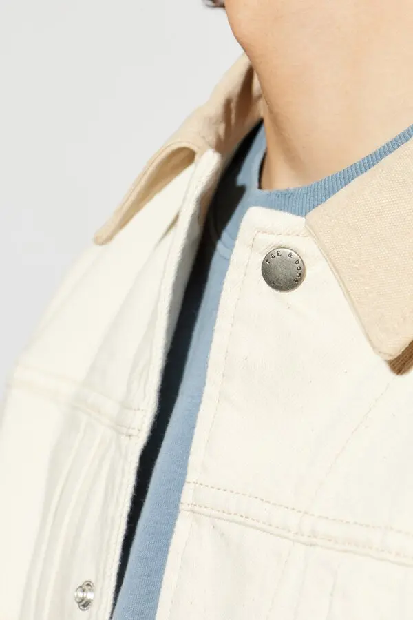 Rag & Bone Denim Trucker Jacket With Logo Appliqu - Cream