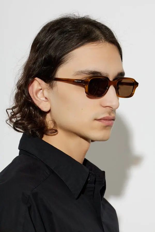 Alexander McQueen Rectangle Sunglasses - Brown
