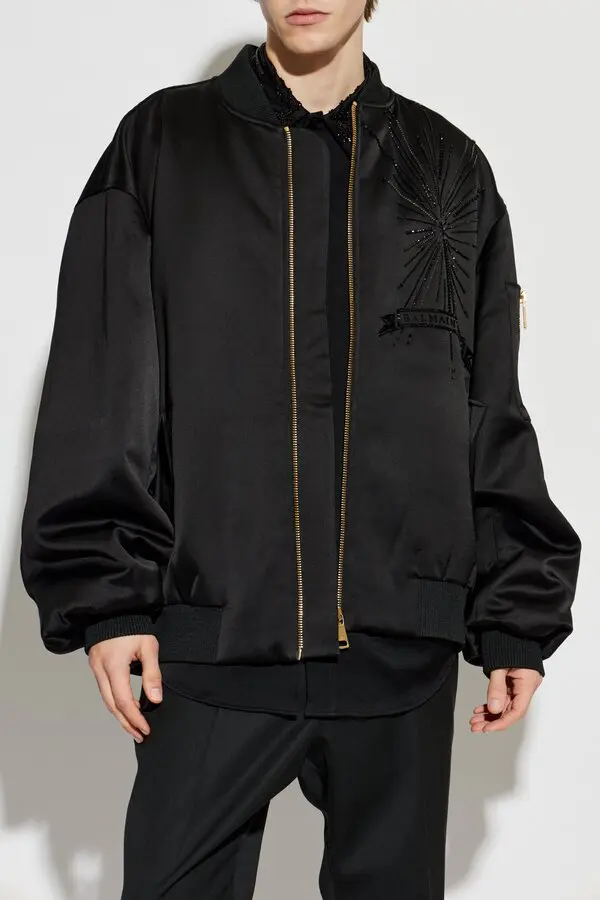 Balmain Bomber Jacket With Shimmering Appliqués