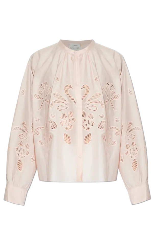 FORTE_FORTE Openwork Boxy Top - Pink