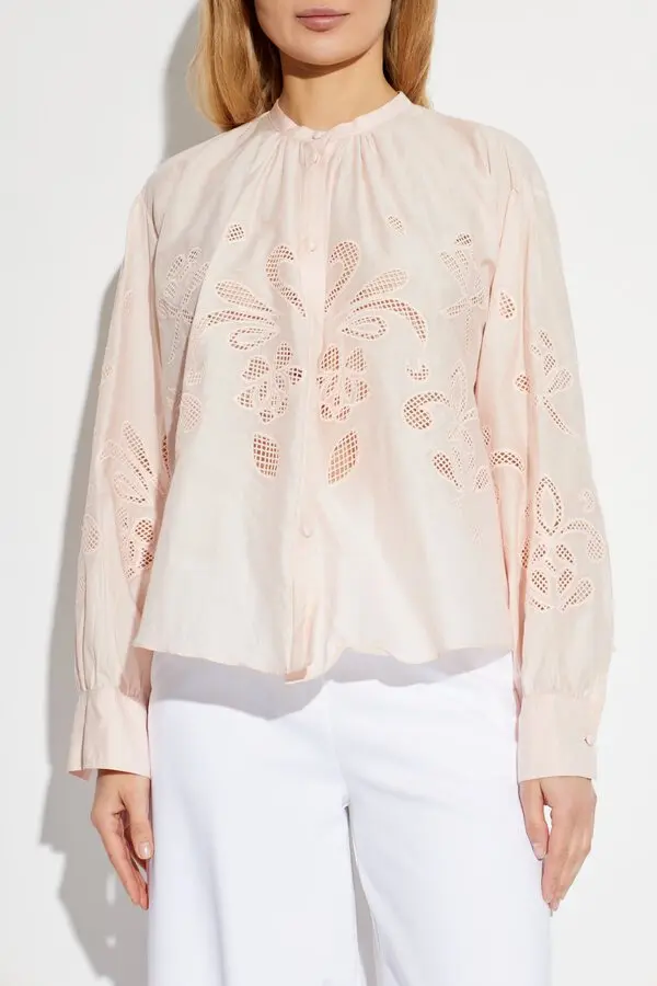 FORTE_FORTE Openwork Boxy Top - Pink