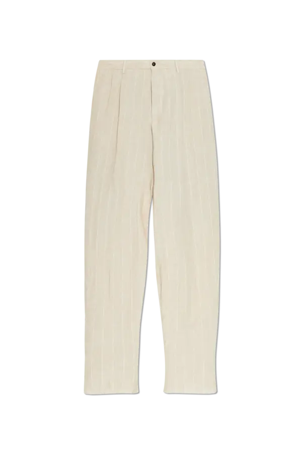Giorgio Armani Striped Linen Trousers - Cream