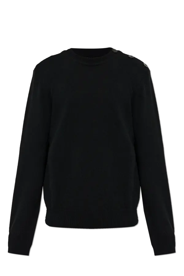 Balmain Crew Neck Fine Knit Sweater - Black