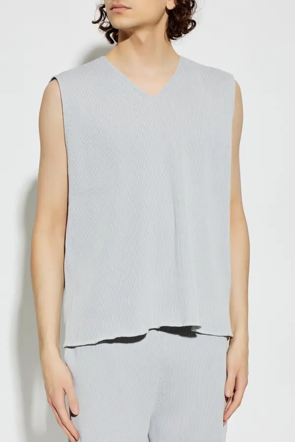 Issey Miyake V-neck Sleeveless Top - Grey