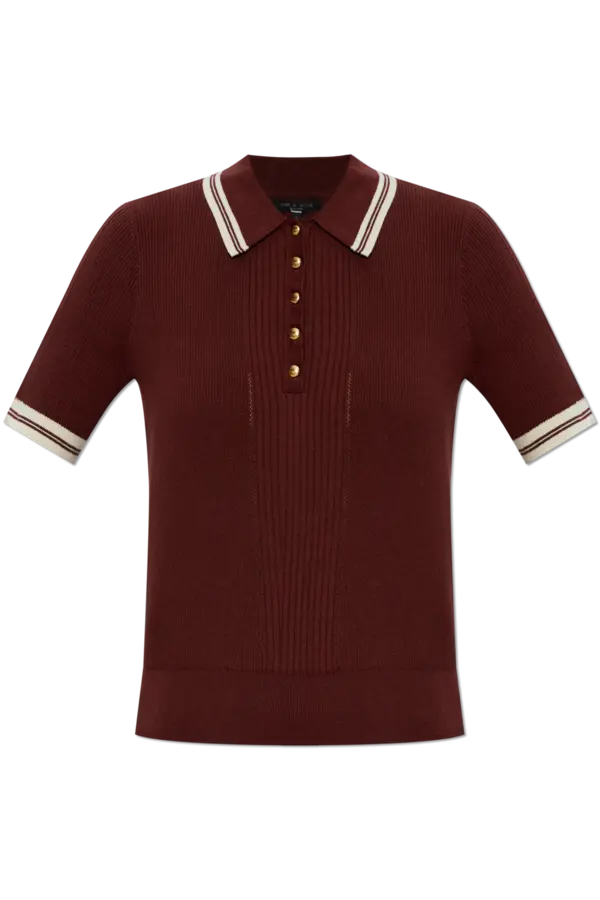 Rag & Bone Cotton-cashmere Polo Shirt - Burgundy