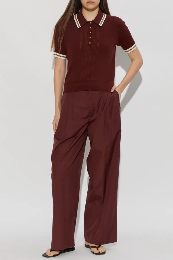 Rag & Bone Cotton-cashmere Polo Shirt - Burgundy