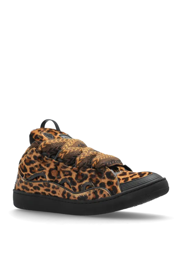 LANVIN Curb Leopard Print Sneakers - Brown
