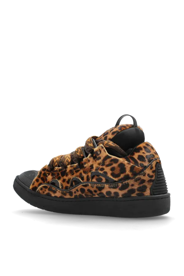 LANVIN Curb Leopard Print Sneakers - Brown