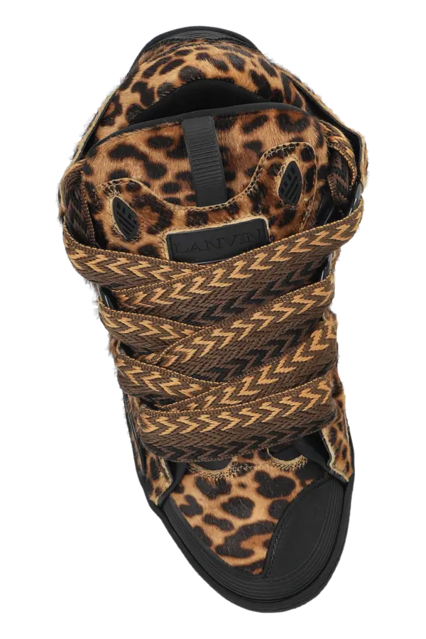 LANVIN Curb Leopard Print Sneakers - Brown