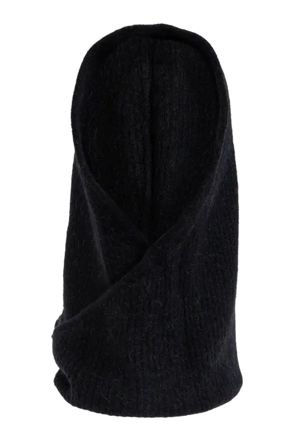 GANNI Wool Hood With Ties - Black