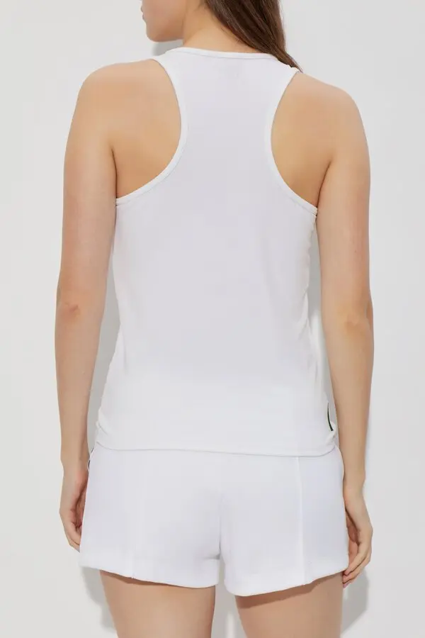 Lacoste Sleeveless Top With Logo Appliqu - White
