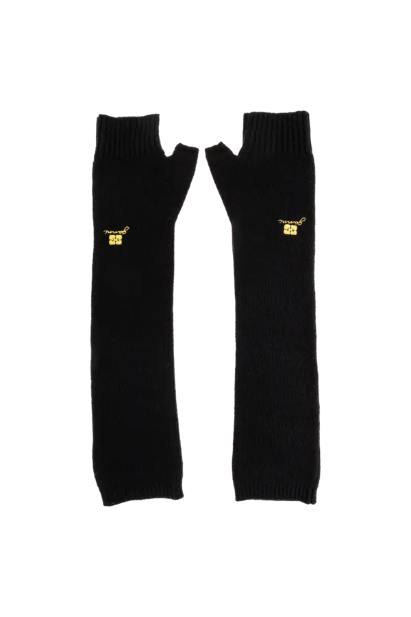 GANNI Long Fingerless Gloves - Black