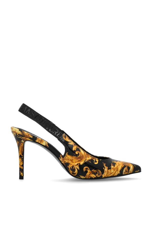 Versace Heeled Shoes With 'barocco' Pattern - Yellow