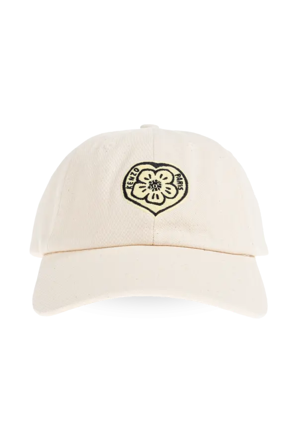 Kenzo Cap With Embroidered Flower Motif - Cream