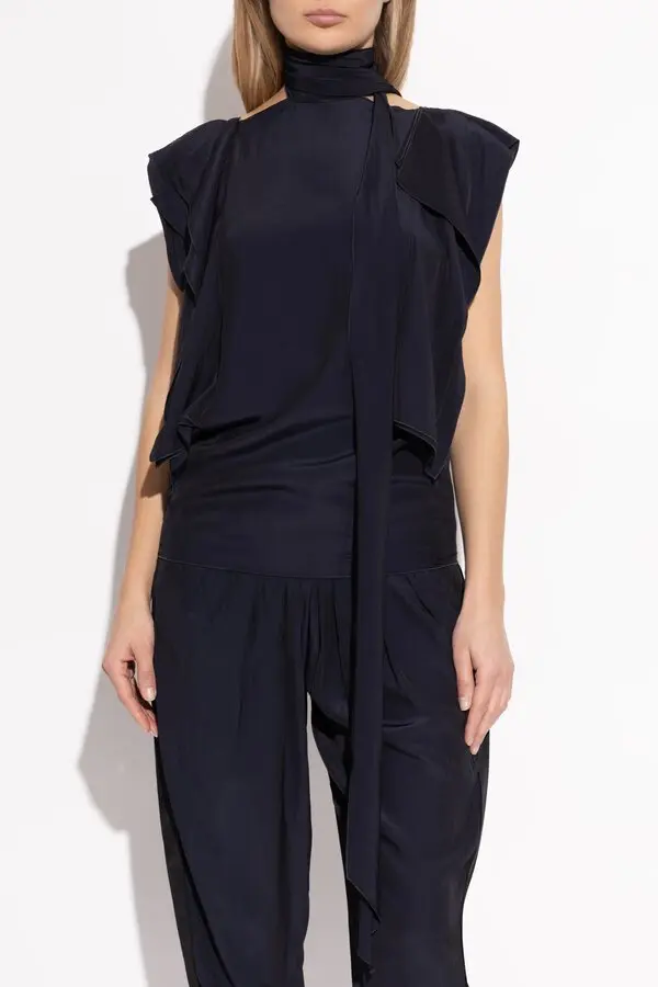 LANVIN Asymmetrical Cut Top - Black