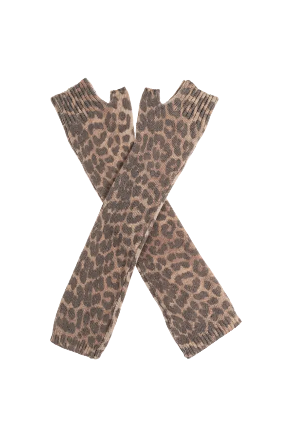 GANNI Long Fingerless Gloves - Brown