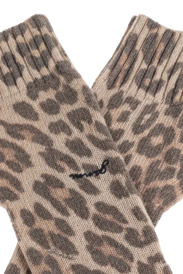 GANNI Long Fingerless Gloves - Brown