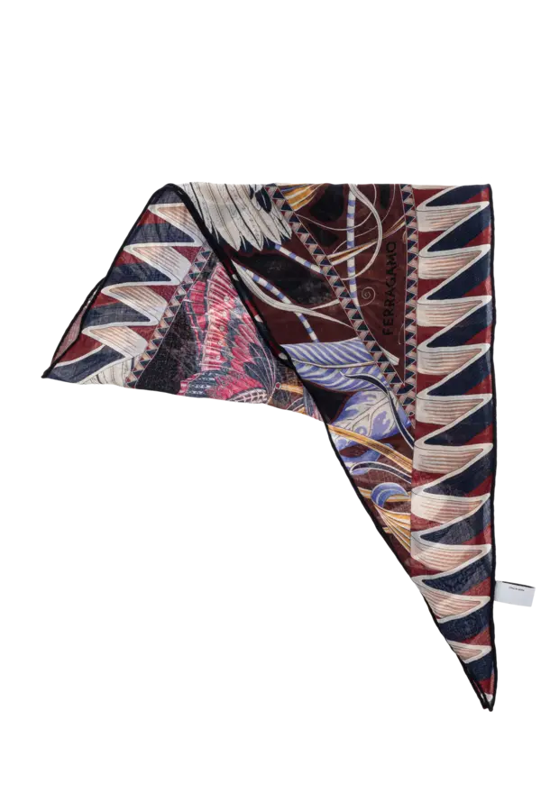 FERRAGAMO Silk Scarf With Geometric And Organic Motifs - Multicolour