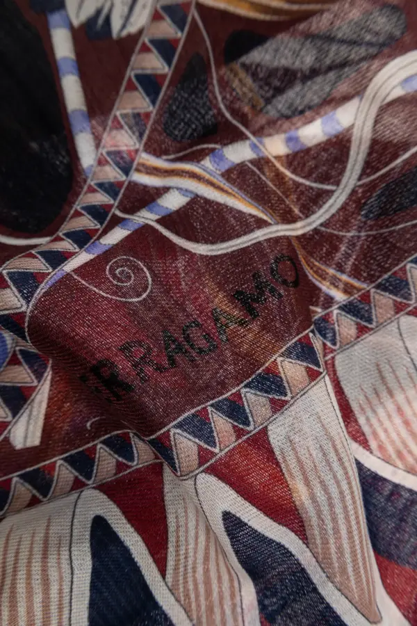 FERRAGAMO Silk Scarf With Geometric And Organic Motifs - Multicolour