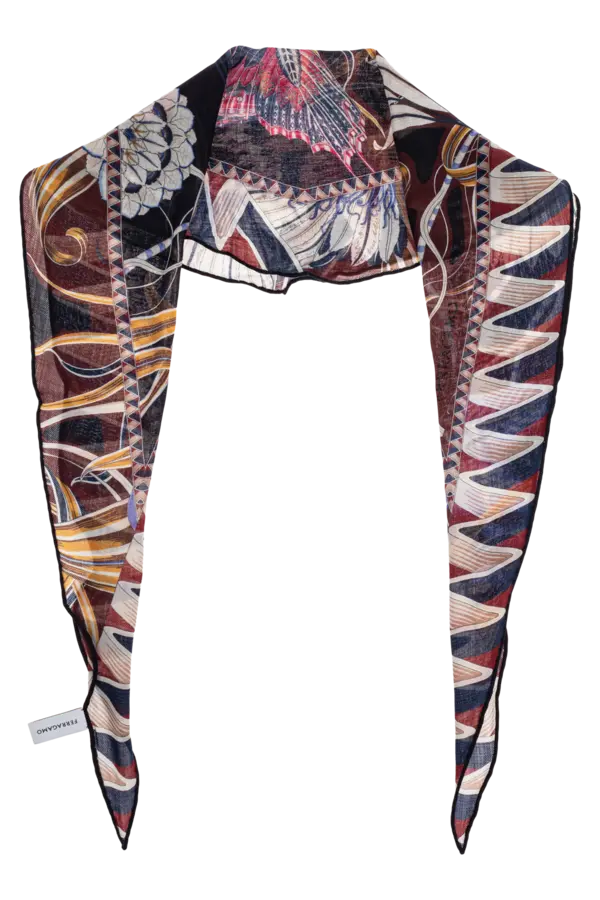 FERRAGAMO Silk Scarf With Geometric And Organic Motifs - Multicolour