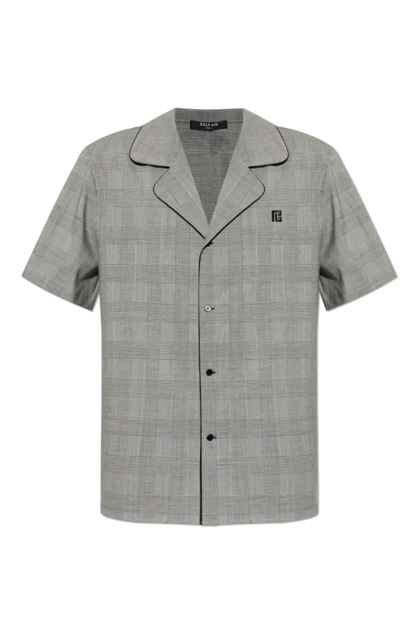 Balmain Checked Pattern Shirt - Grey
