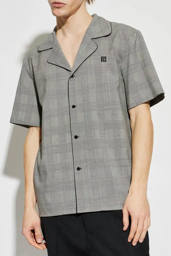 Balmain Checked Pattern Shirt - Grey