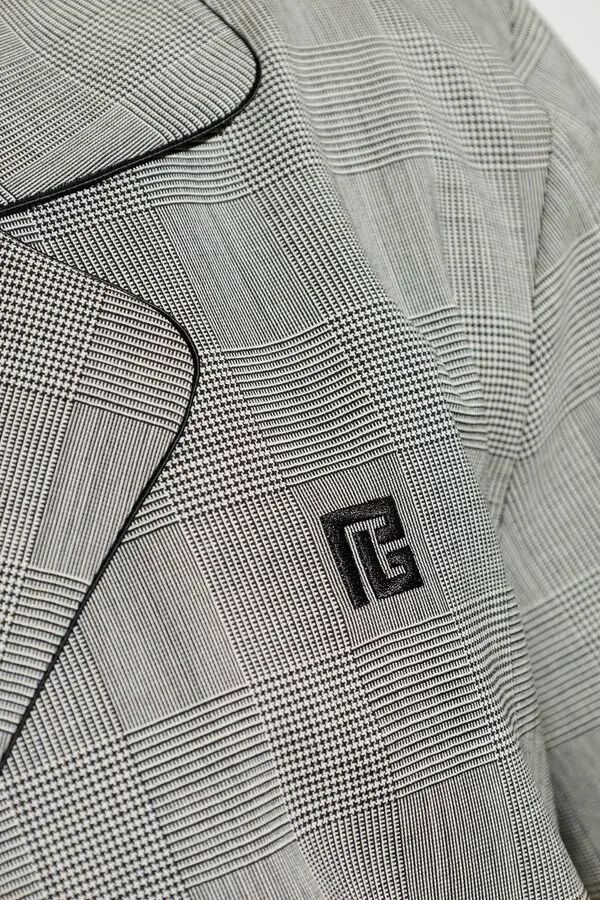 Balmain Checked Pattern Shirt - Grey